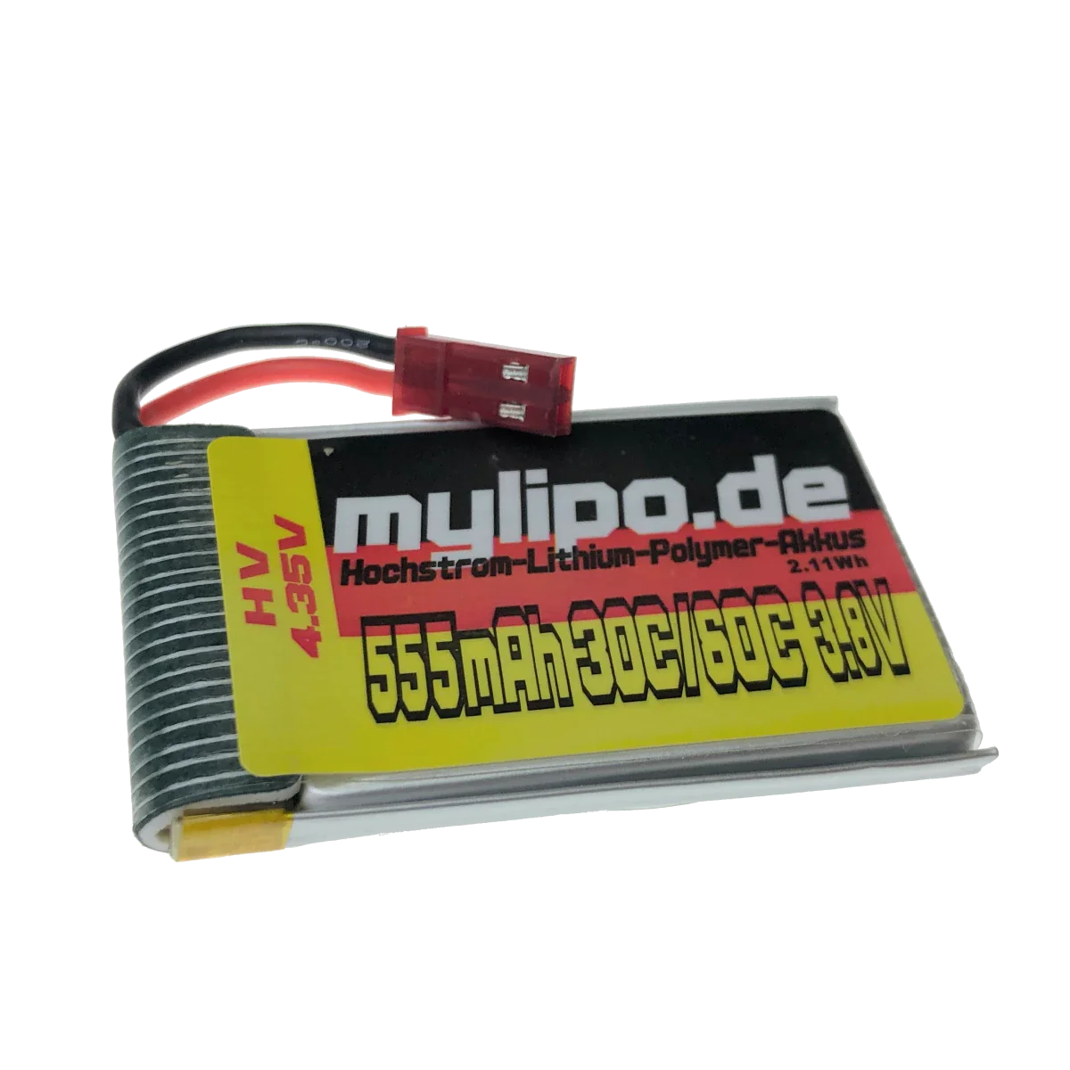 Mylipo Lipo Akku 555mAh 3,8V HV 30C/60C JST(rot) Stecker – FlyingMachines.de